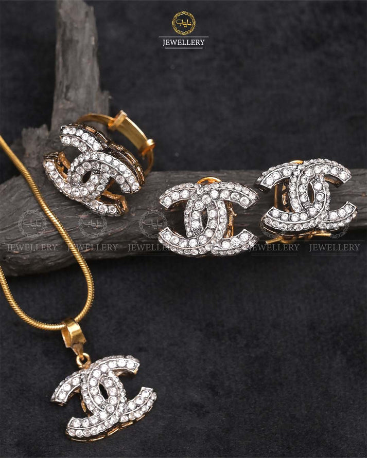 Channel Pendant combo Locket set with chain-2433 – Nayab Jewellery