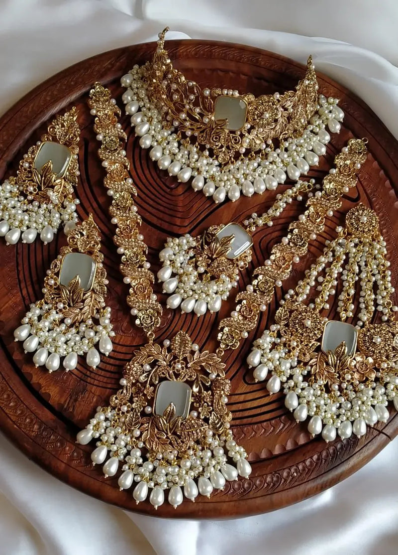 Designer hand made 6 pcs complete bridal set-2023 - Nayab Jewellery