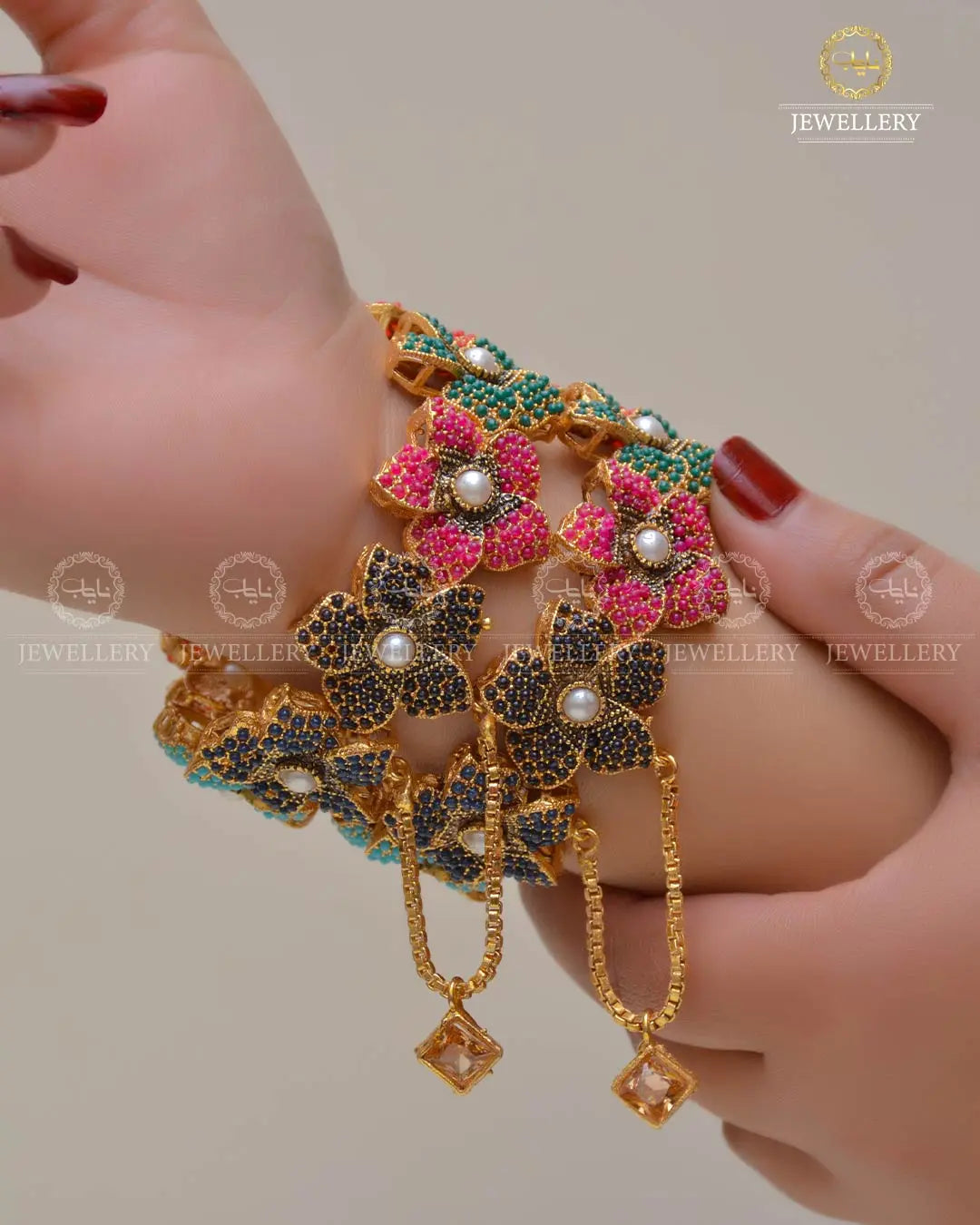 Premium quality Nauratan Flower Openable Bangles (Pair) -NJ-1354 ...