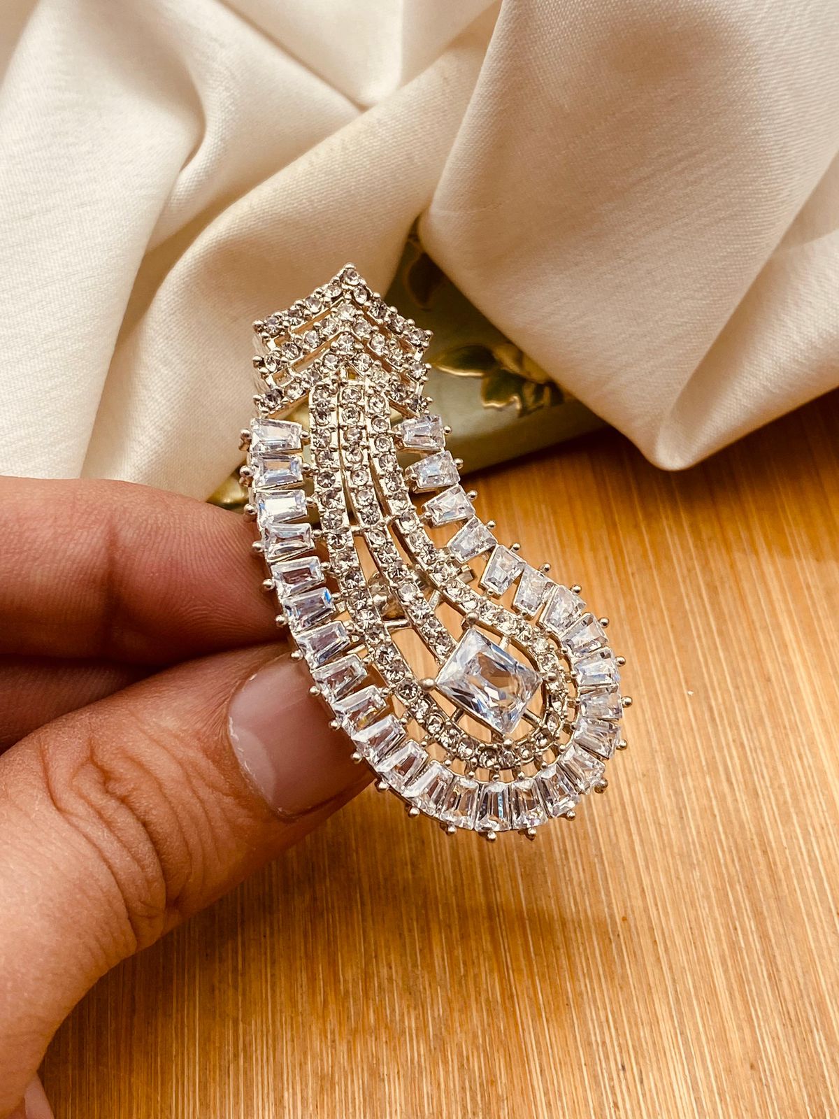 Crown Zarcon Brig Size Ring (Adjustable)-2840 – Nayab Jewellery